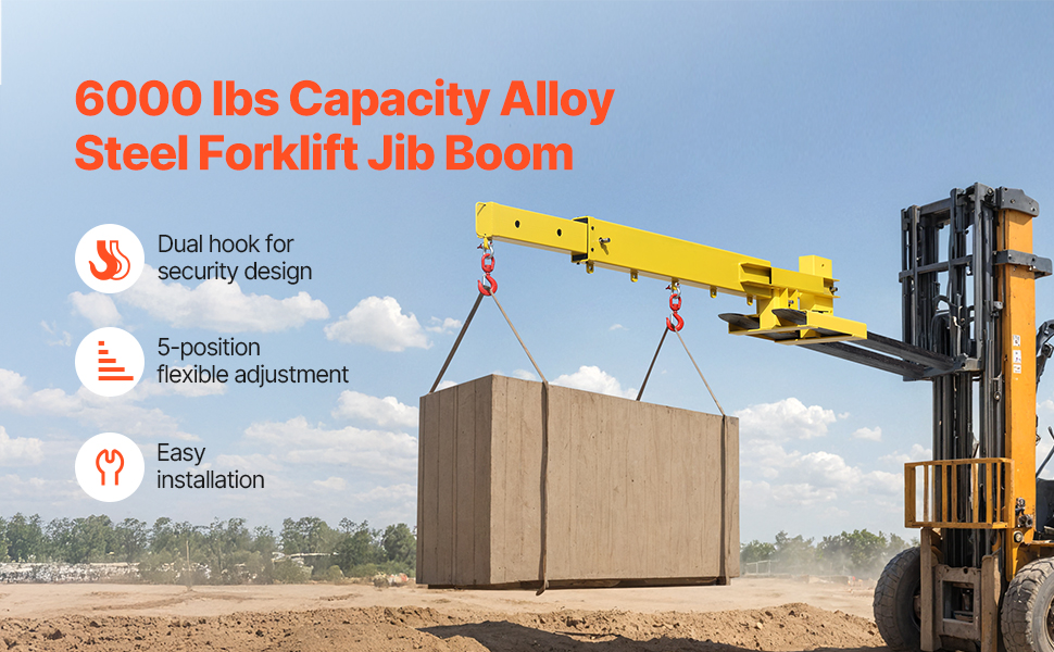 Adjustable Forklift Jib Boom Crane 6000lbs Forklift Mobile Crane with 2 ...