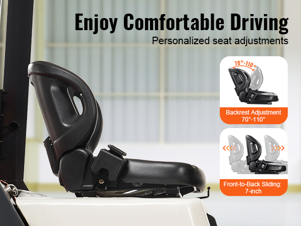 VEVOR Universal Forklift Seat,Tractor Seat with Adjustable Angle Back ...