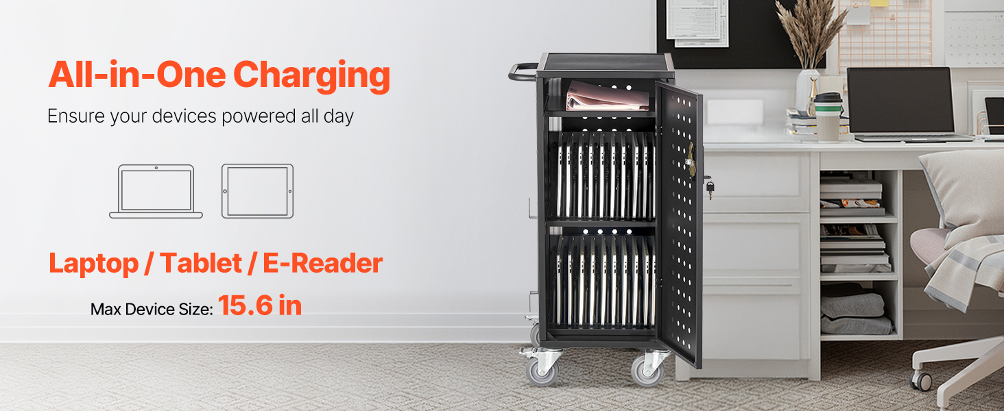 VEVOR Charging Cart Mobile Locking Charging Cart 20 Devices for Laptop ...