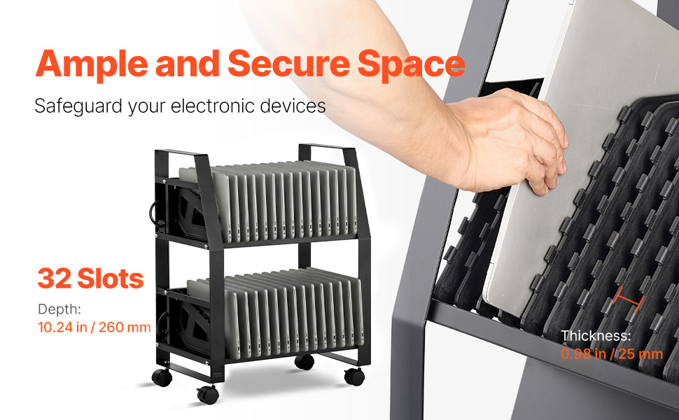 VEVOR Laptop Cart, 32 Device Mobile Open Charging Station, Up to 15.6 ...