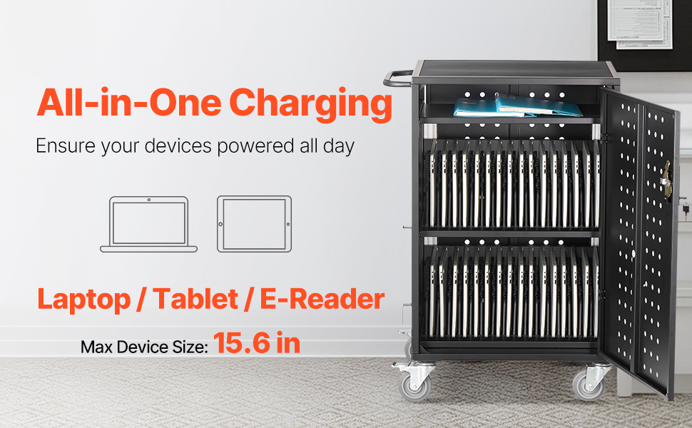 VEVOR Charging Cart, 32 Device Mobile Charging Station, Up to 15.6 in ...