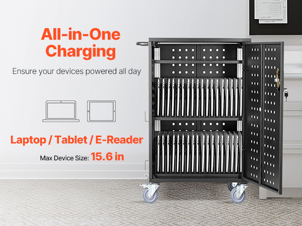 VEVOR Charging Cart Mobile Locking Charging Cart 36 Devices for Laptop ...