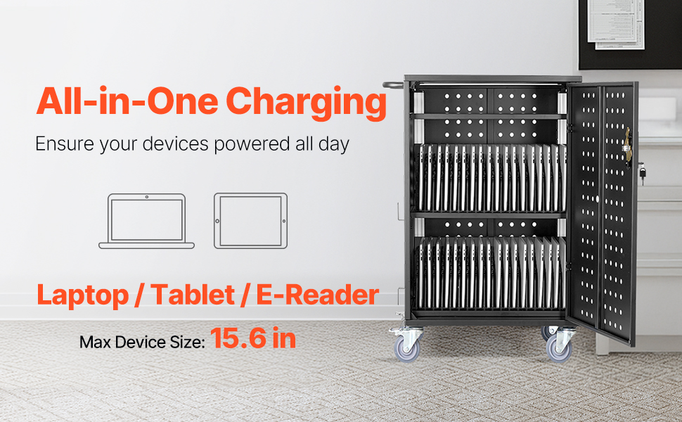 VEVOR Charging Cart, 36 Device Mobile Charging Station, Up to 15.6 in ...