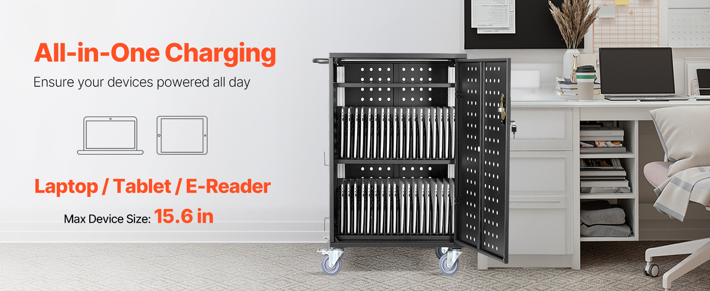 VEVOR Charging Cart Mobile Locking Charging Cart 36 Devices for Laptop ...