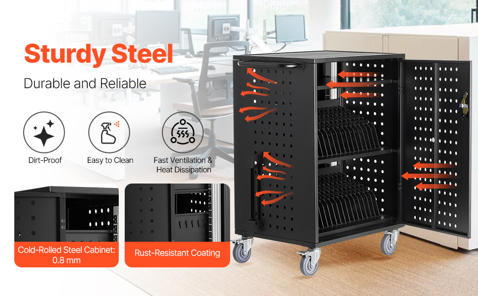 VEVOR Charging Cart, 36 Device Mobile Charging Station, Up to 15.6 in ...