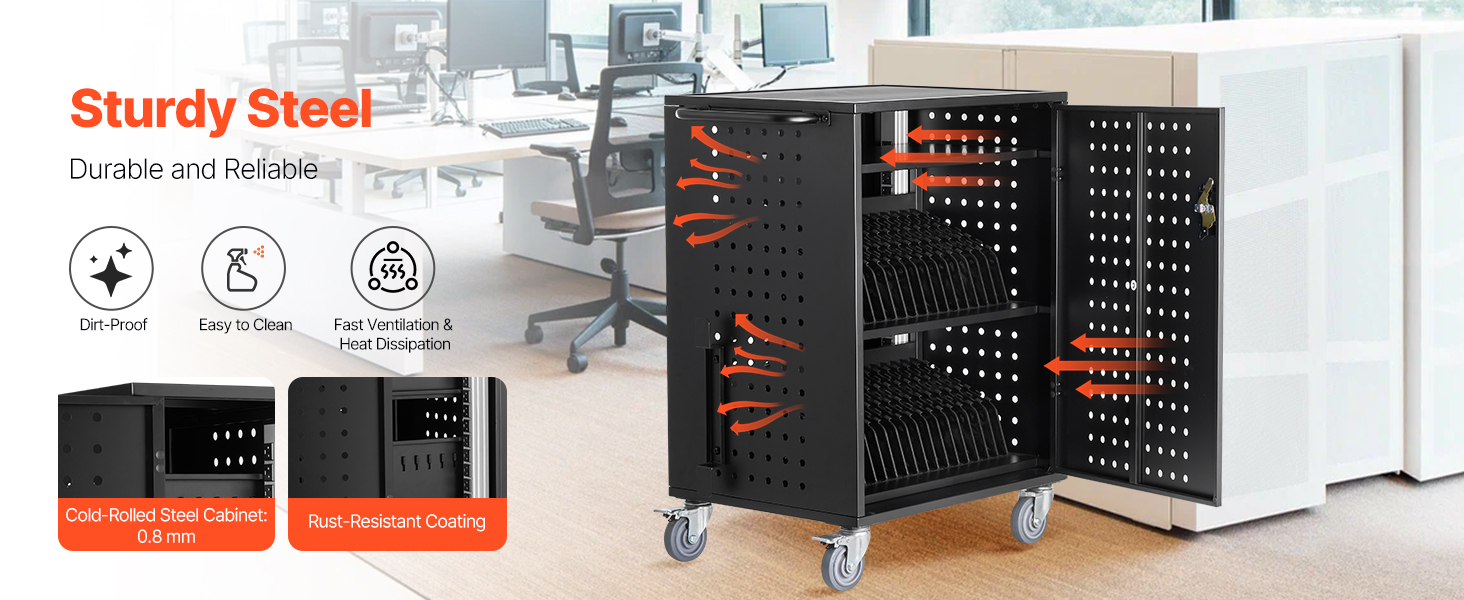 VEVOR Charging Cart Mobile Locking Charging Cart 36 Devices for Laptop ...