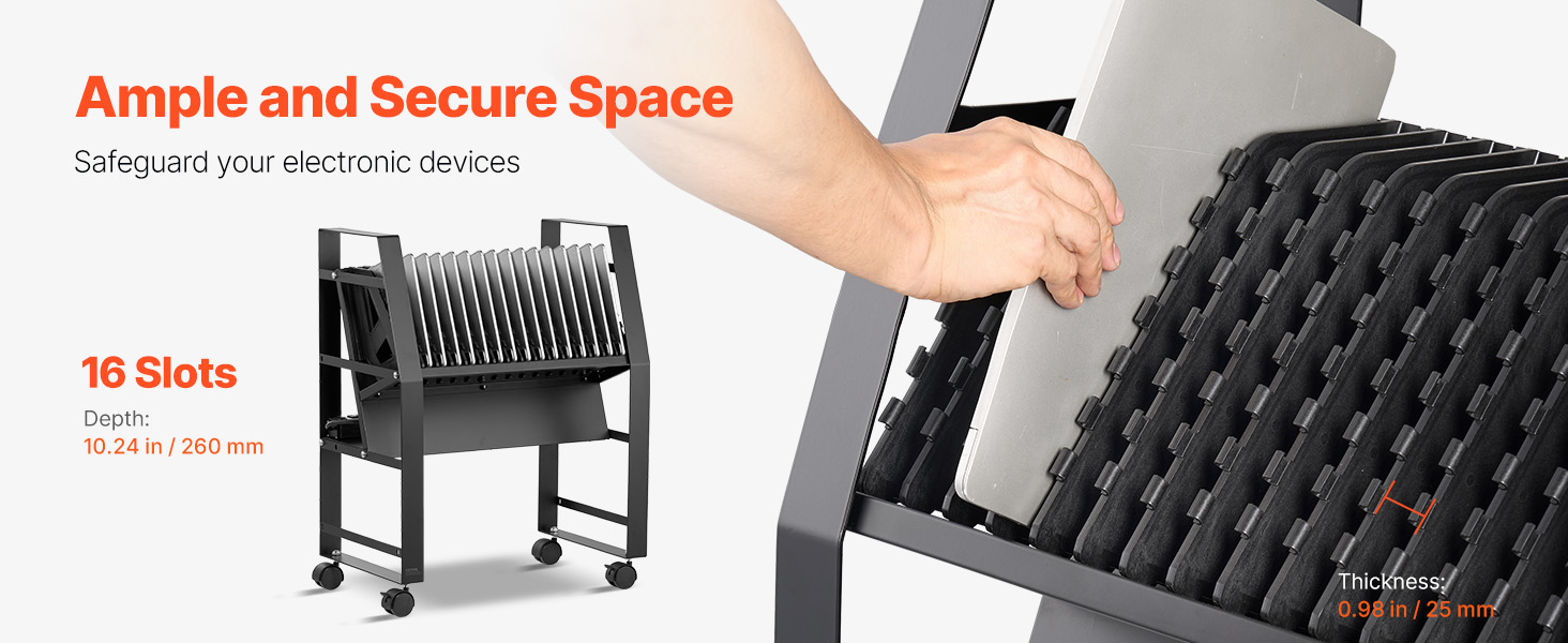 VEVOR Charging Cart Mobile Open Charging Cart 16 Devices for Laptop and ...