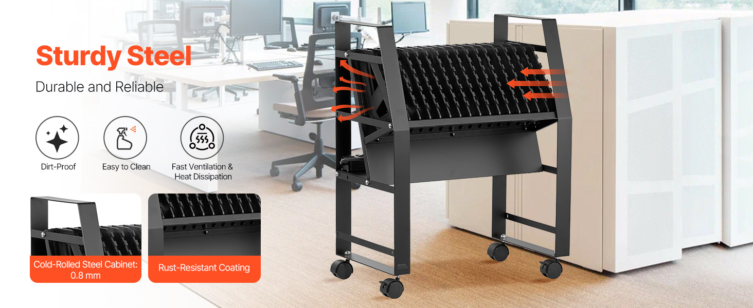 VEVOR Charging Cart Mobile Open Charging Cart 16 Devices for Laptop and ...