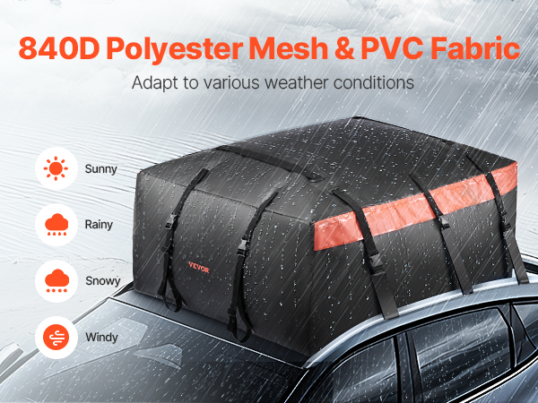 Car Rooftop Cargo Carrier Bag 20 Cubic Feet 840D PVC Car Roof Luggage ...