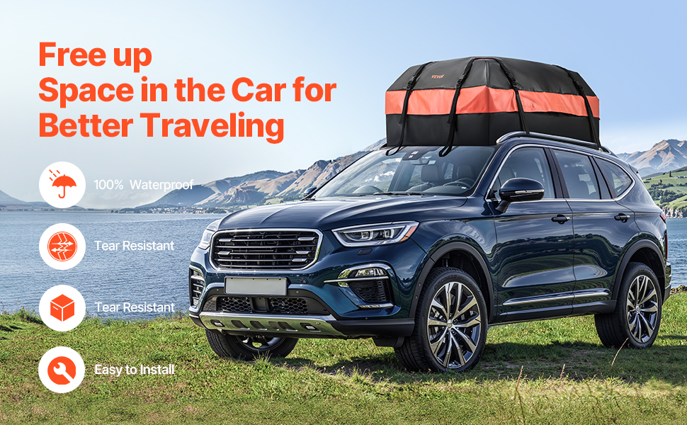 VEVOR Car Rooftop Cargo Carrier Bag 15 Cubic Feet Roof Cargo Carrier ...