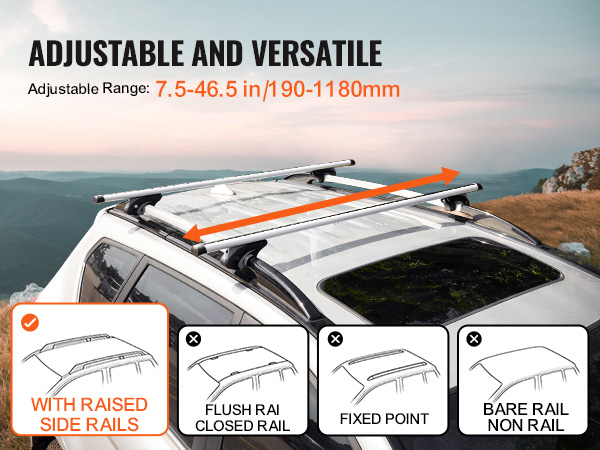 VEVOR Universal Roof Rack Cross Bars, 54" Aluminum Roof Rack Crossbars ...