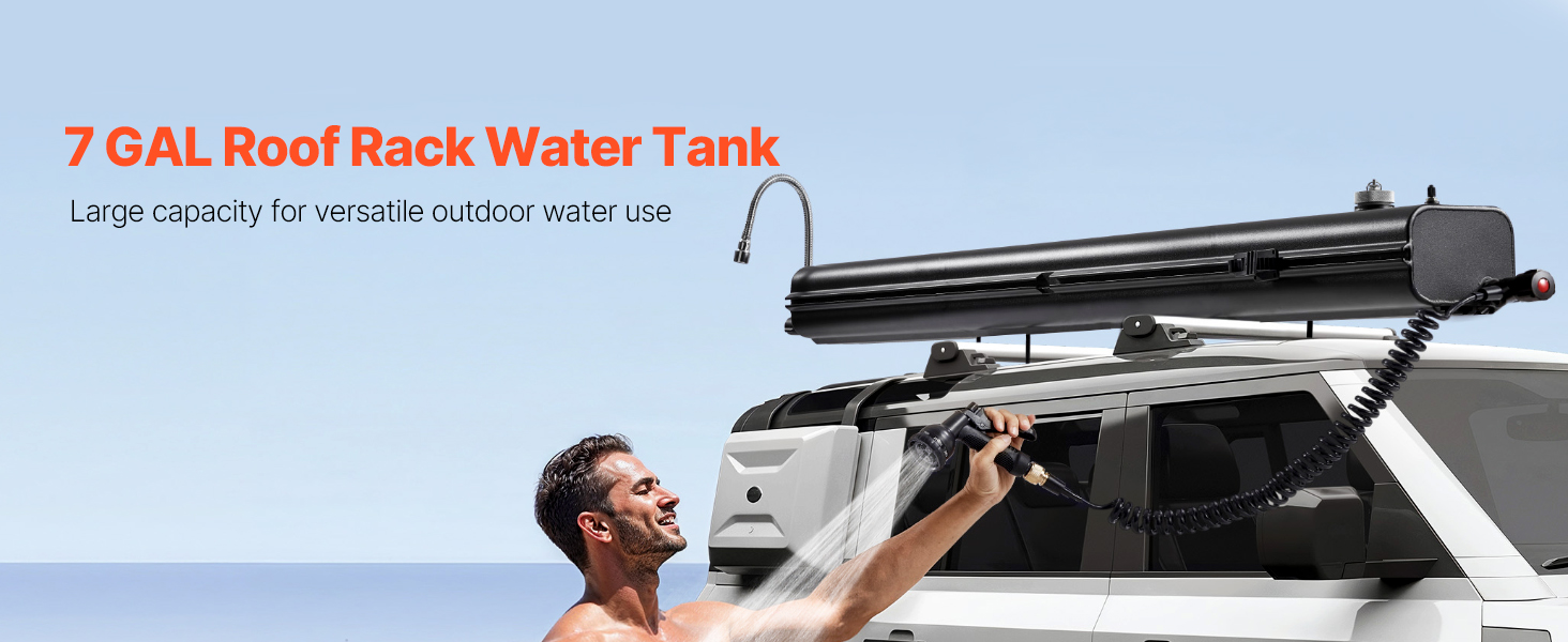 VEVOR 7 Gal Roof Rack Water Tank Portable Water Tank with Splash-Guard ...