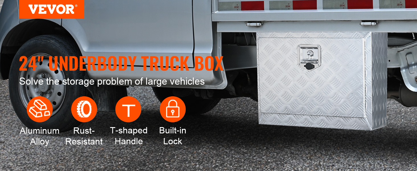 VEVOR Underbody Truck Box, 24"×14"×16" Pickup Storage Box, Heavy Duty ...