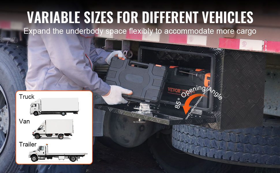 VEVOR Underbody Aluminum Truck Tool Box 24" x 17" x 18" Trailer RV Tool ...