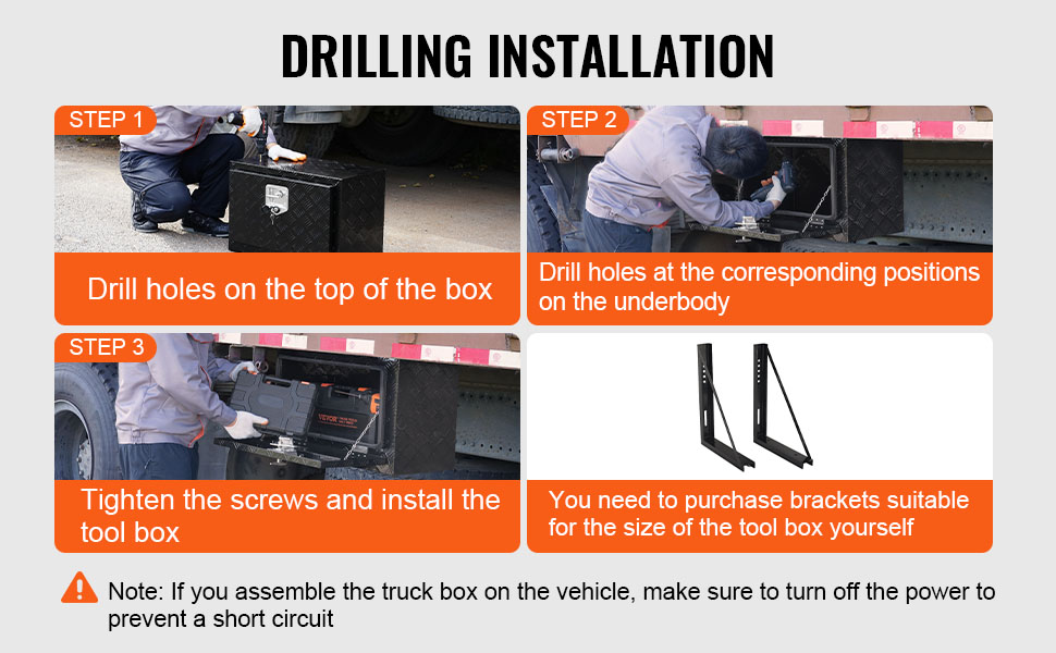 VEVOR Underbody Aluminum Truck Tool Box 24" x 17" x 18" Trailer RV Tool ...