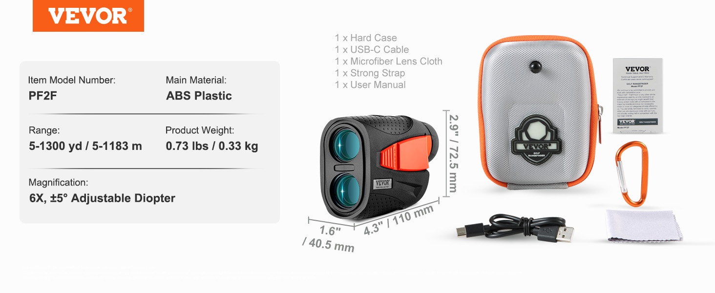 VEVOR Magnetic Golf Rangefinder, 1300 Yards Laser Golfing Hunting Range ...
