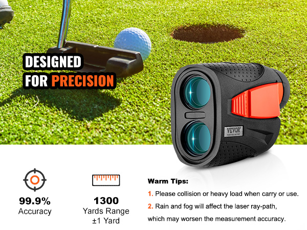 VEVOR Magnetic Golf Rangefinder, 1300 Yards Laser Golfing Hunting Range ...