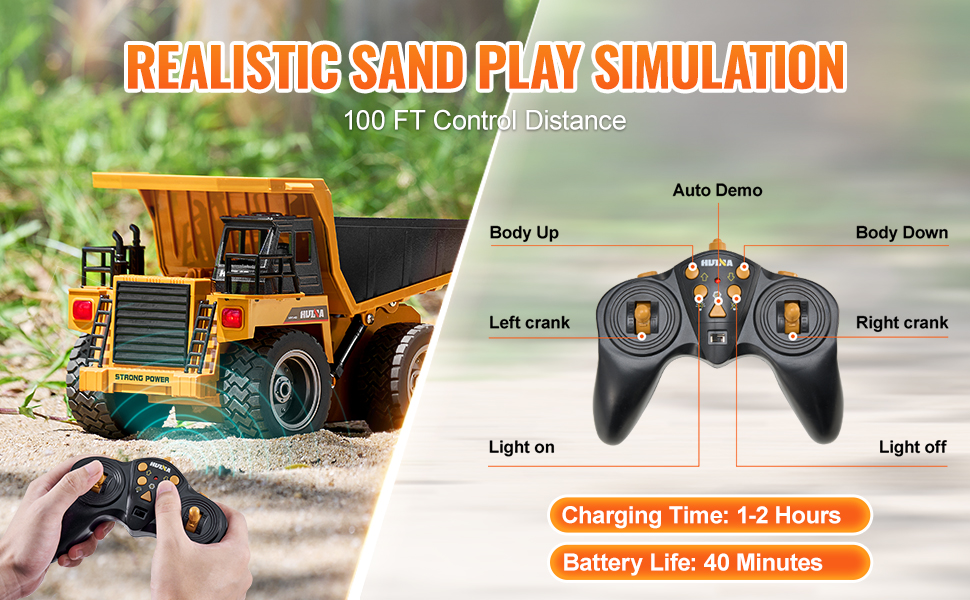 Christmas Gift! VEVOR RC Remote Control Dump Truck Toy Construction ...