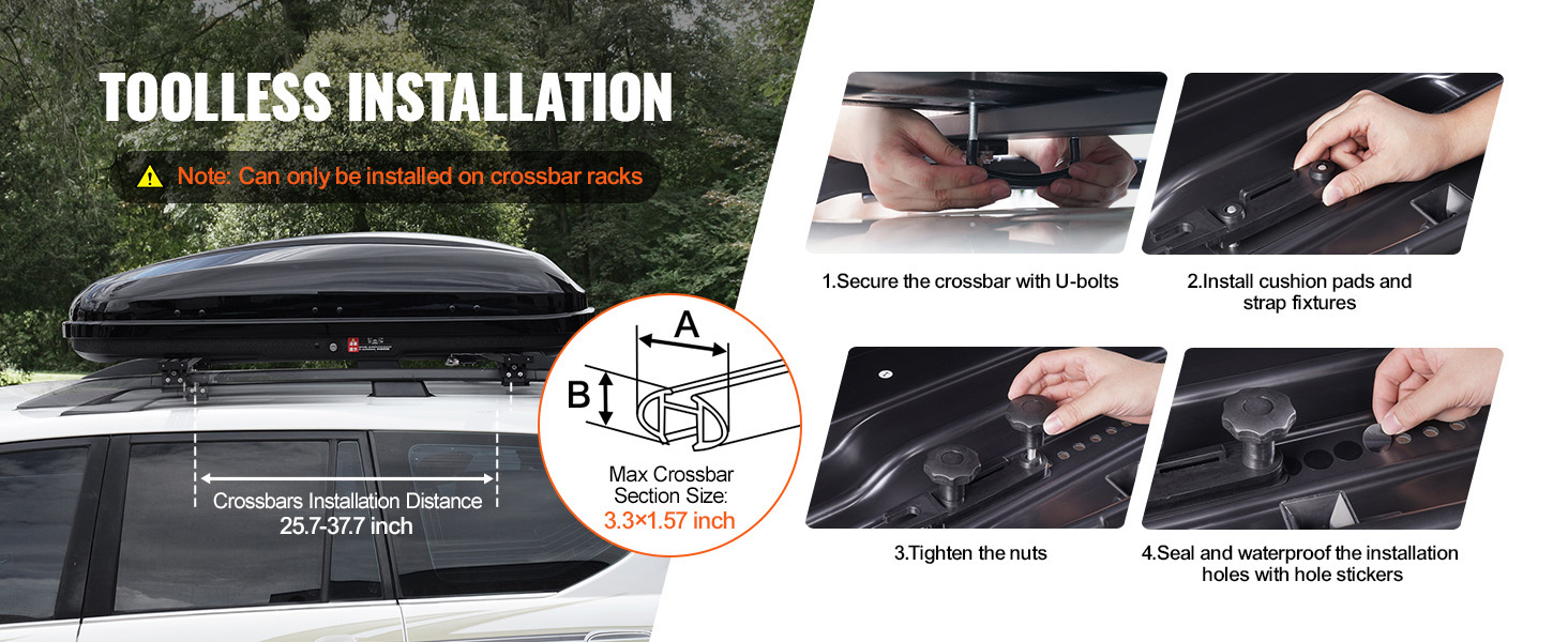 VEVOR Rooftop Cargo Carrier 8 Cubic Feet Luggage Storage Box ABS for ...