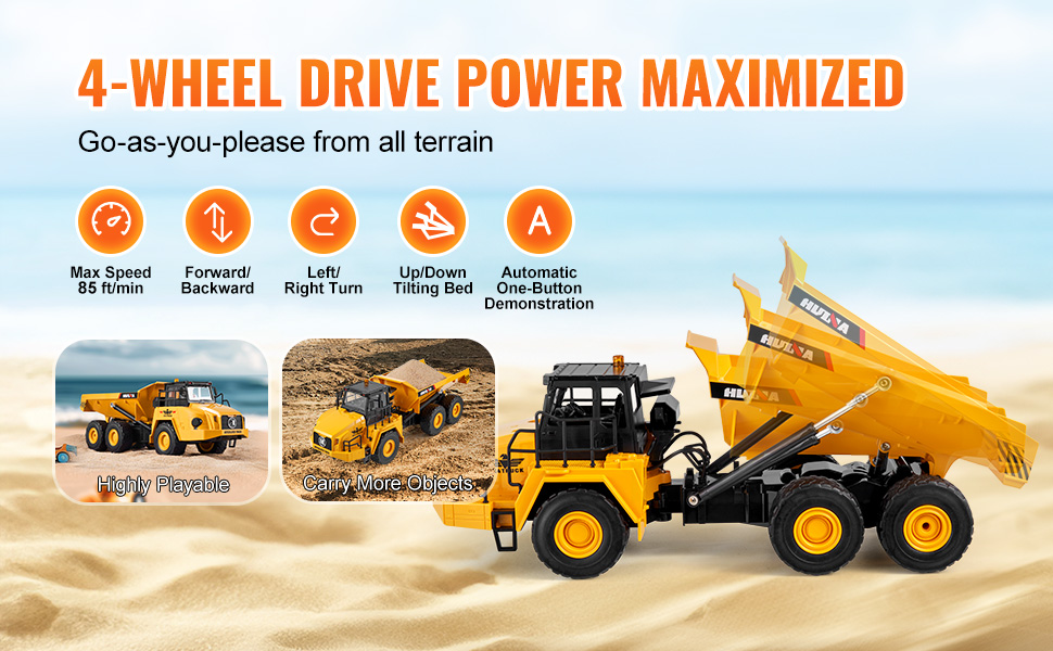 RC Remote Control Dump Truck Toy Construction Vehicle Toy 11CH 1:16 ...