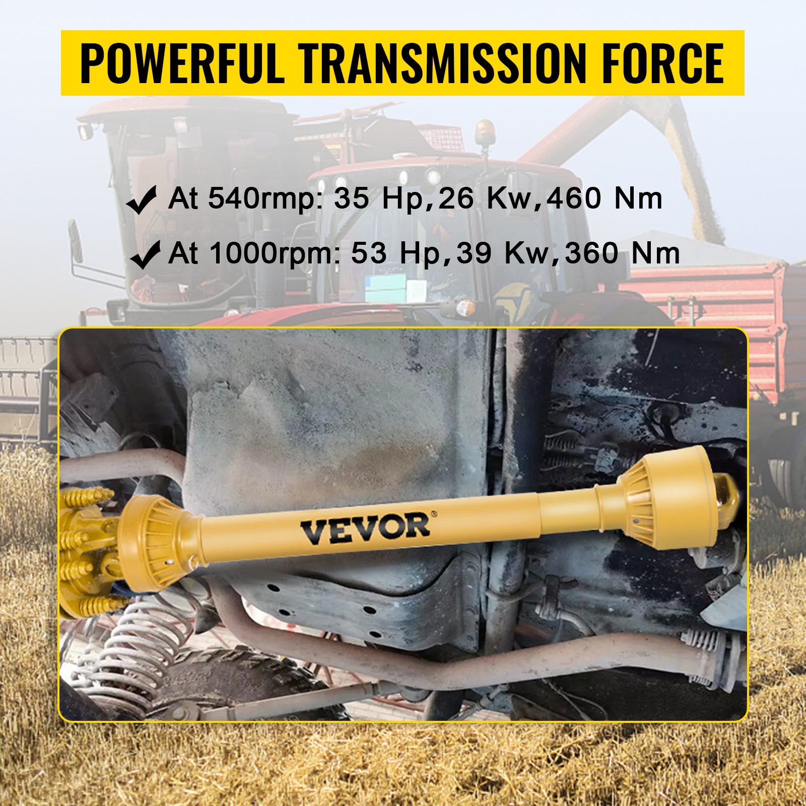 VEVOR PTO Shaft, 1-3/8" PTO Drive Shaft, 6 Spline Both Ends PTO ...