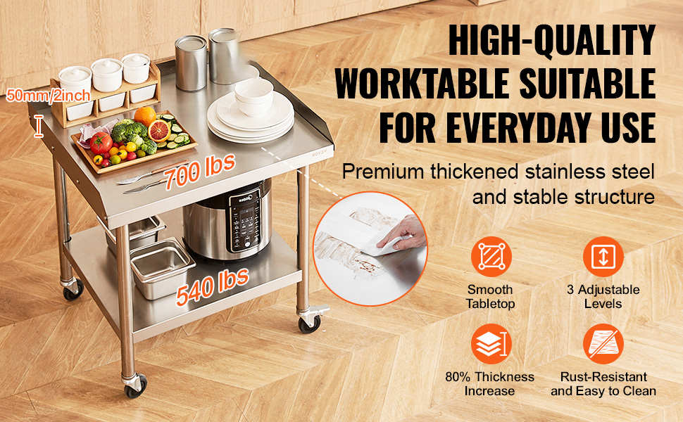 VEVOR Stainless Steel Work Table 24"x28" Commercial Food Prep Table W ...