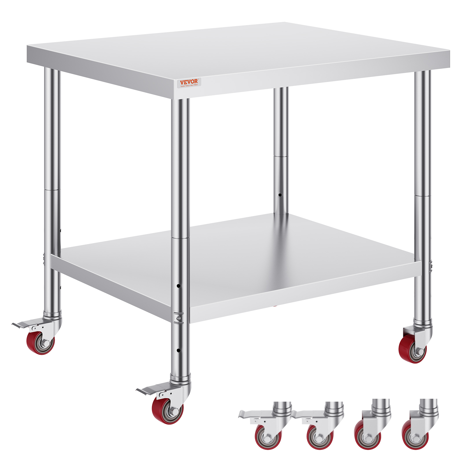 VEVOR 30x36x34 Inch Stainless Steel Work Table 3-Stage Adjustable Shelf ...