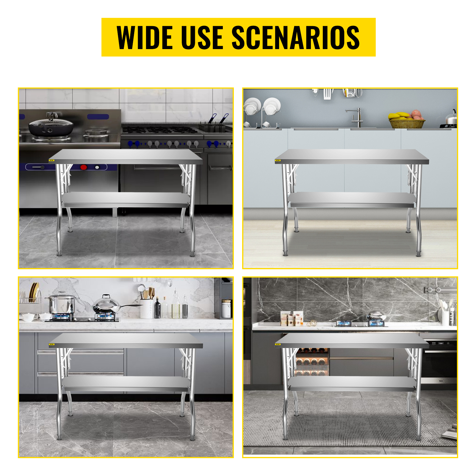 VEVOR Commercial Worktable Workstation 48x30 Inch Folding Commercial ...