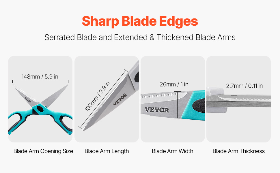 Kitchen Scissors 2 Pack Stainless Steel Kitchen Cooking Shears Cyan ...