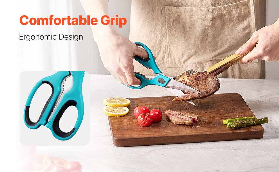 Kitchen Scissors 2 Pack Stainless Steel Kitchen Cooking Shears Cyan ...