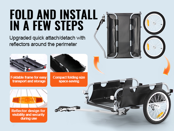 VEVOR Bike Cargo Trailer, 100 lbs Load Capacity, Heavy-Duty Bicycle ...