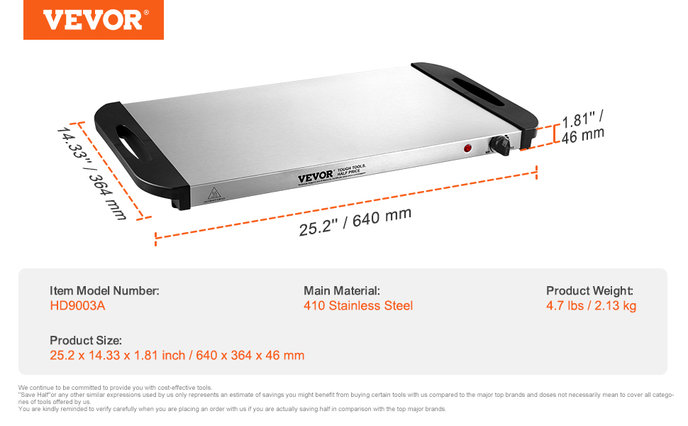 VEVOR Electric Warming Tray Buffet Food Warming w/ Temp Control ...