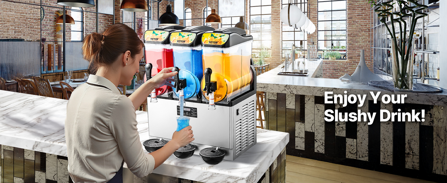VEVOR Commercial Slushy Machine 15Lx3 Tank Margarita Smoothie Frozen ...