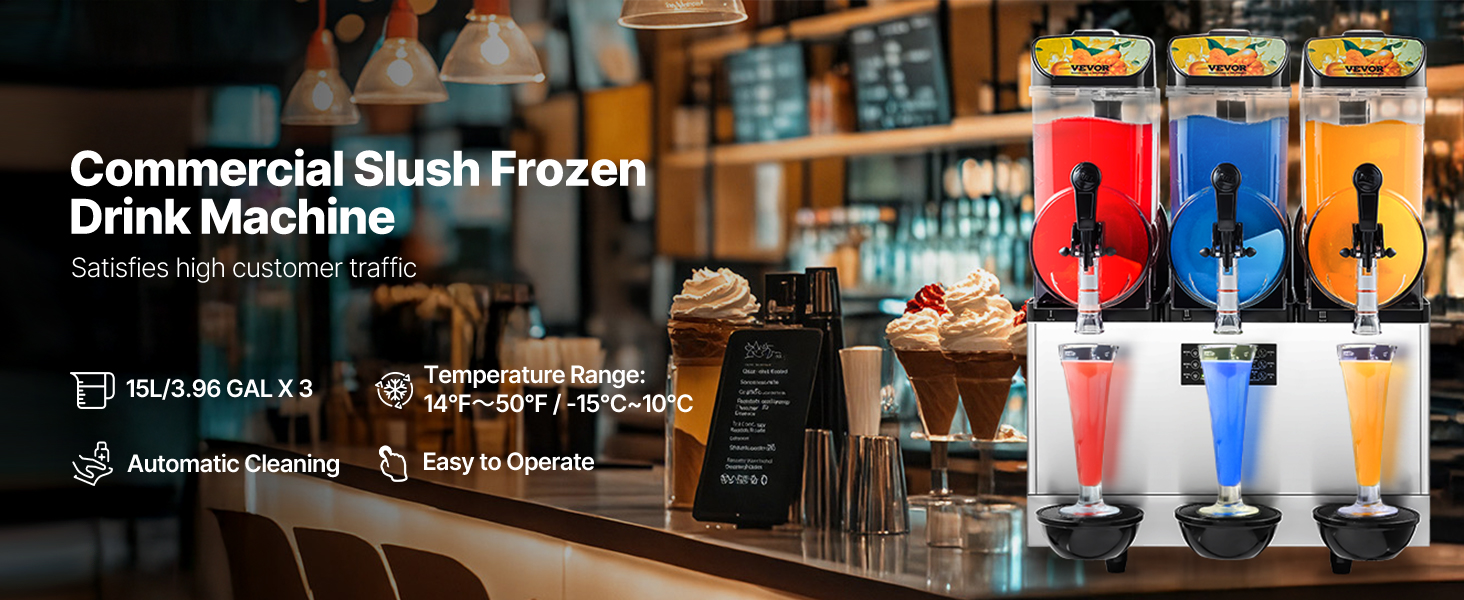 Commercial Slushy Machine 15Lx3 Tank Margarita Smoothie Frozen Drink ...