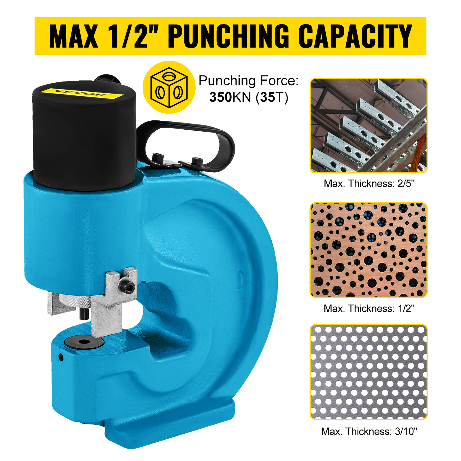 VEVOR CH-70 Hydraulic Hole Punching Tool 35T Hole Digger Force Puncher ...