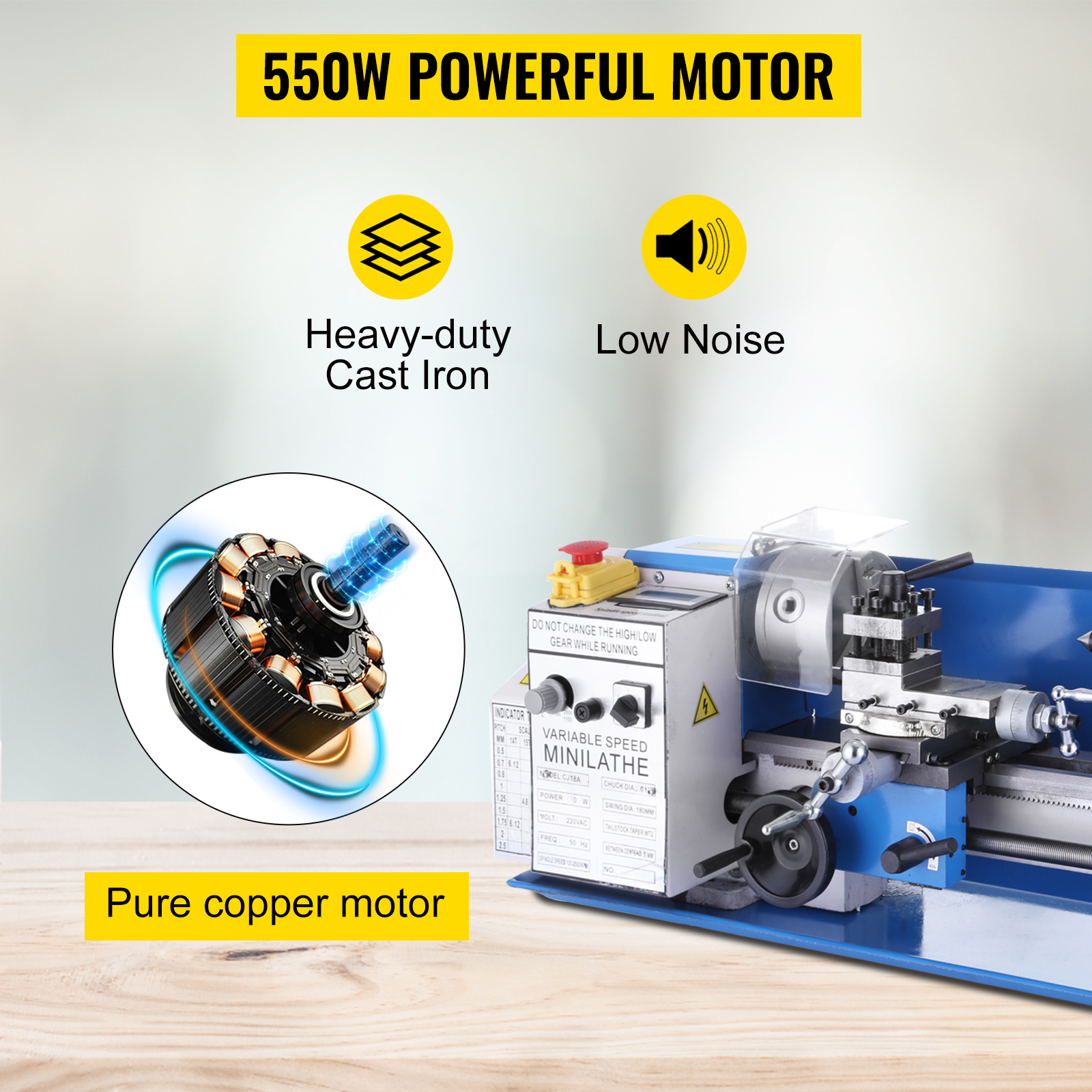 VEVOR Mini-draaibank Precisie Draaibank Mini Metalen Draaibank 550 W ...