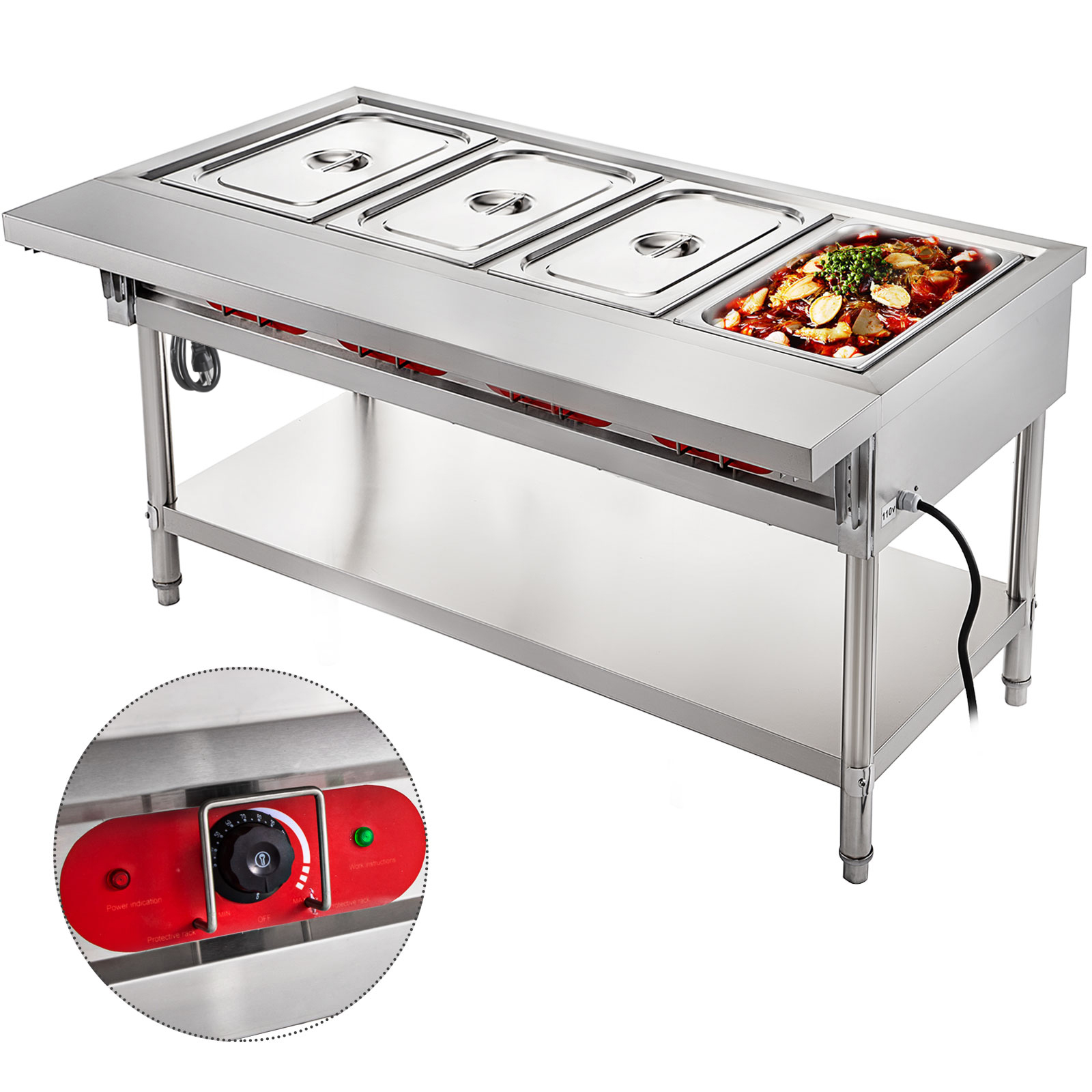 VEVOR Steam Table Food Warmer 4 Pot Steam Table Food Warmer 18 Quart ...