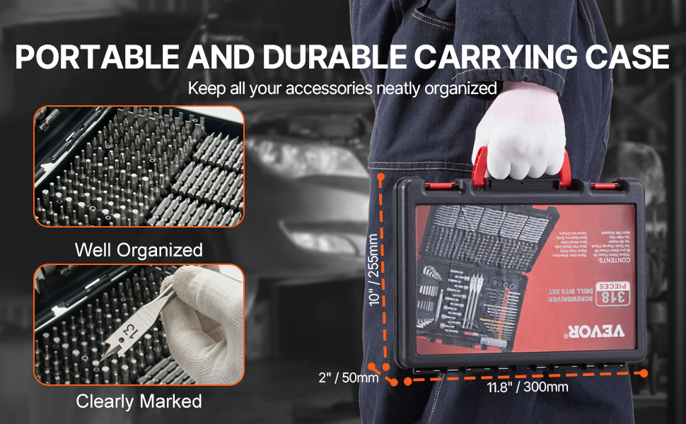 VEVOR Drill Bit Set 318PCS Screwdriver Bit Set with Carrying Case Multi ...