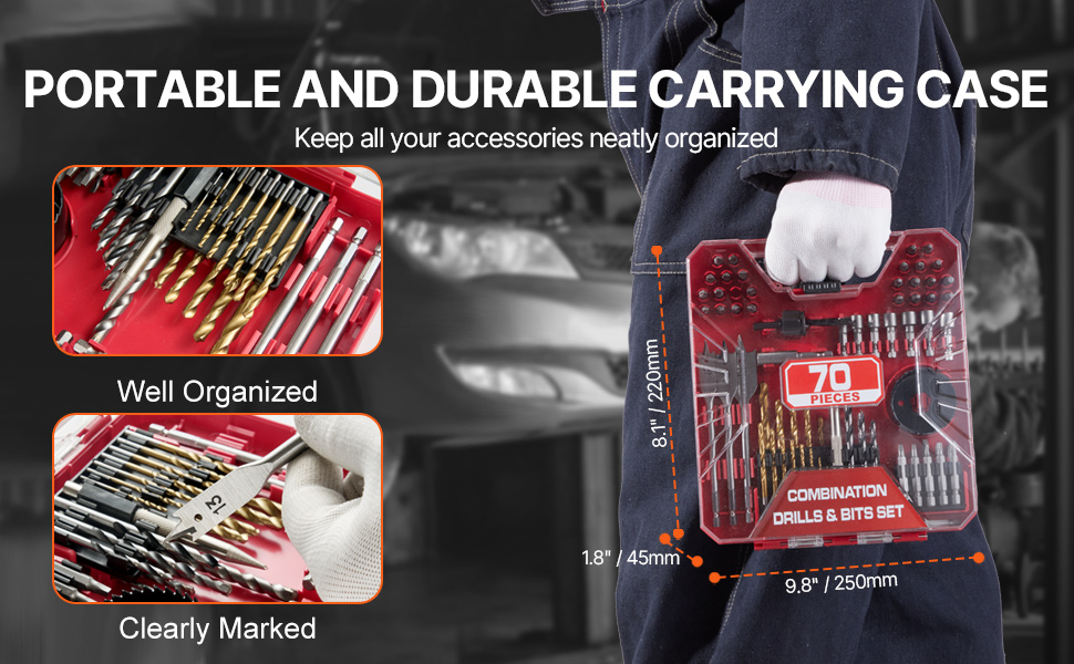 VEVOR Drill Bit Set 70 PCS Screwdriver Bit Set with Carrying Case Multi ...