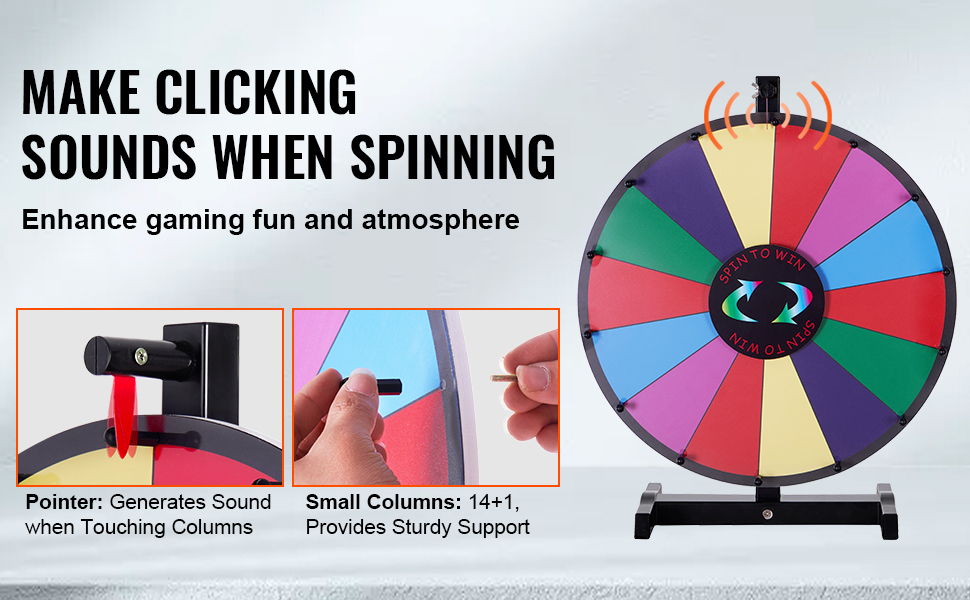VEVOR 18 inch Spinning Prize Wheel, 14 Slots Tabletop Spinner, Heavy ...