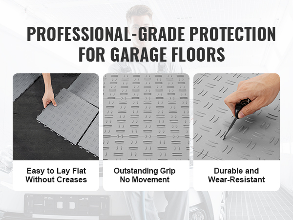 VEVOR Garage Tiles Interlocking, 12 x 12 x 0.53 inch 25 Pack Garage ...