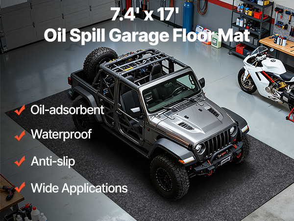VEVOR Garage Floor Mat, 7.4'x17' Waterproof Protection from Water,Snow ...