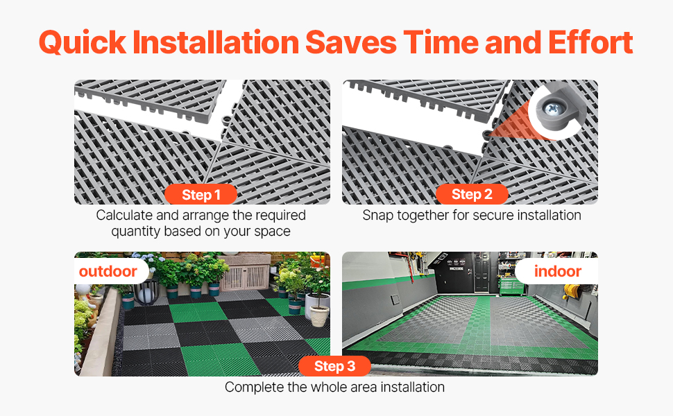 VEVOR Drainage Mat Modular Interlocking Mat 15.7” x 15.7” Drainage ...