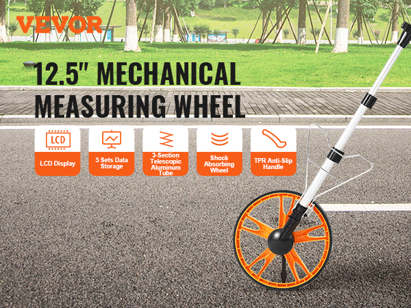 VEVOR Measuring Wheel in Feet and Inches,12.5 in Wheel Diameter, 40.94 ...