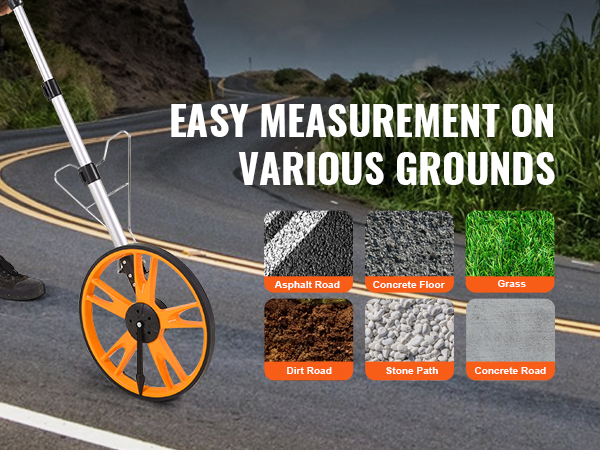 VEVOR Measuring Wheel in Feet and Inches,12.5 in Wheel Diameter, 40.94 ...