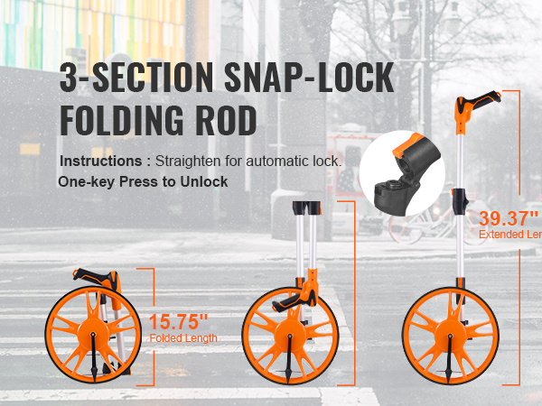 VEVOR Measuring Wheel in Feet, 12.5 in Wheel Diameter, 39.37-15.75 in ...