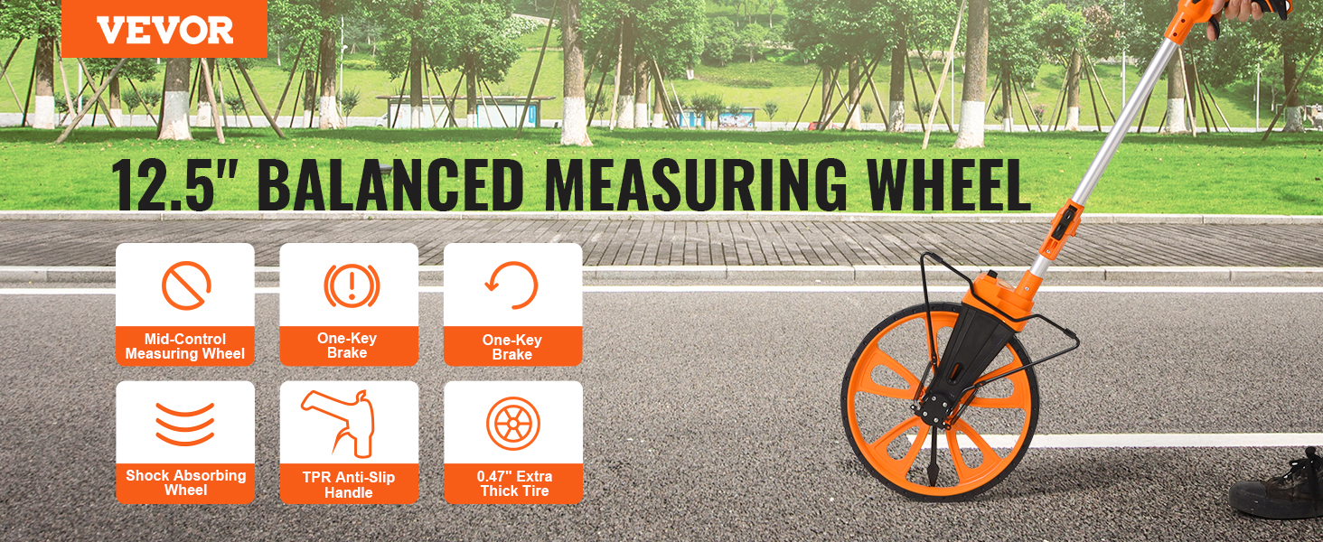 VEVOR Measuring Wheel in Inches, 12.5in Diameter Wheel, Centerline ...