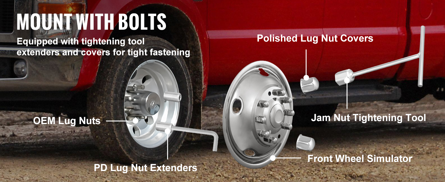 VEVOR 19.5-inch 10 Lug Wheel Simulators, 304 Stainless Steel Wheel ...