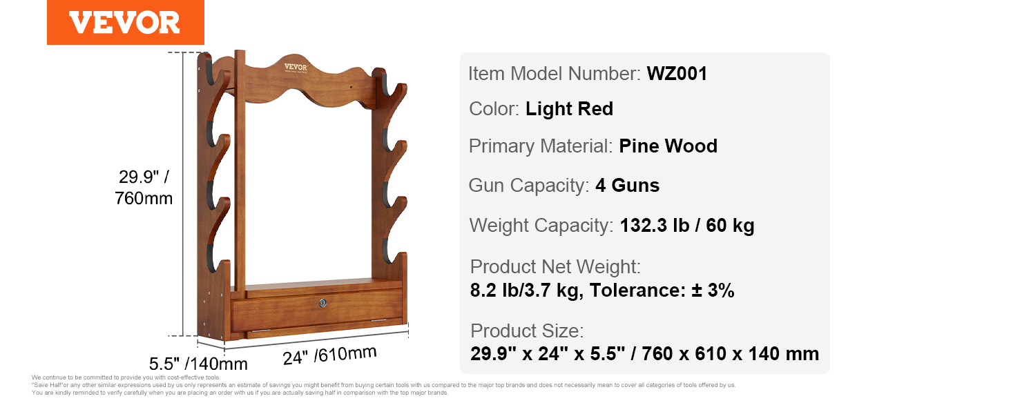 VEVOR Gun Rack, Wood Gun Rack Wall Mount, Gun Display Rack holds 4 ...