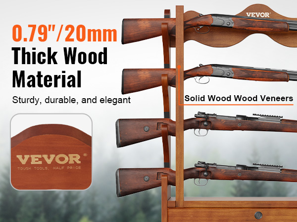 VEVOR Gun Rack, Wood Gun Rack Wall Mount, Gun Display Rack holds 4 ...
